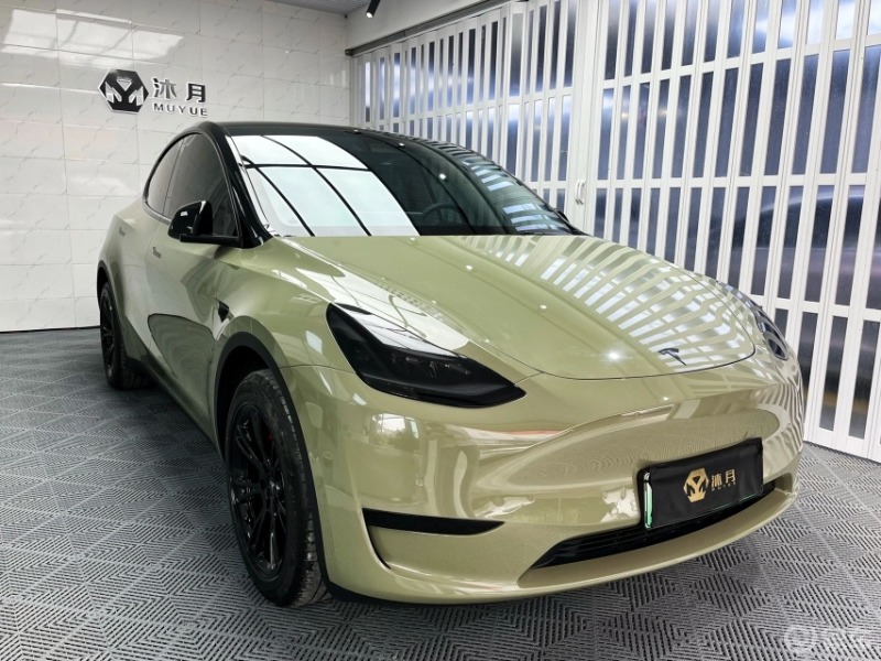 特斯拉Modely改色cys白金装甲绿_Model Y社区_易车社区